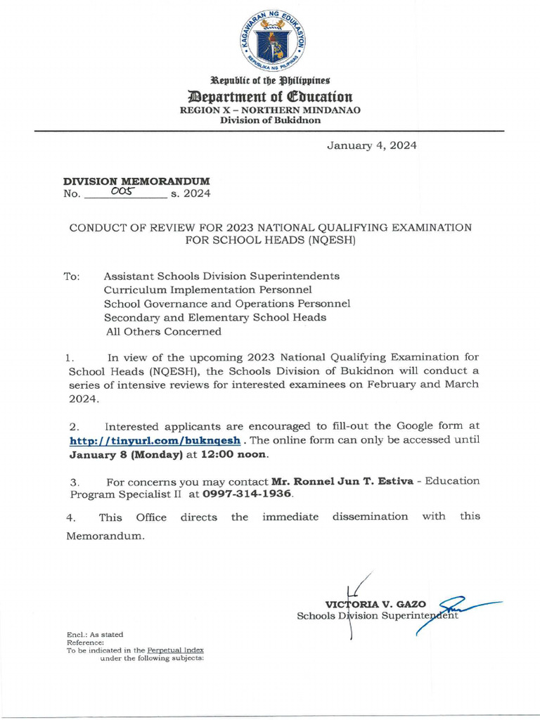 National Qualifying Examination For School Heads | PDF