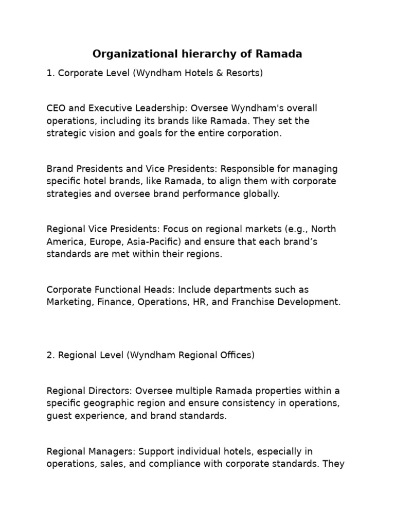 Organizational Hierarchy of Ramada | PDF | Business | Economies