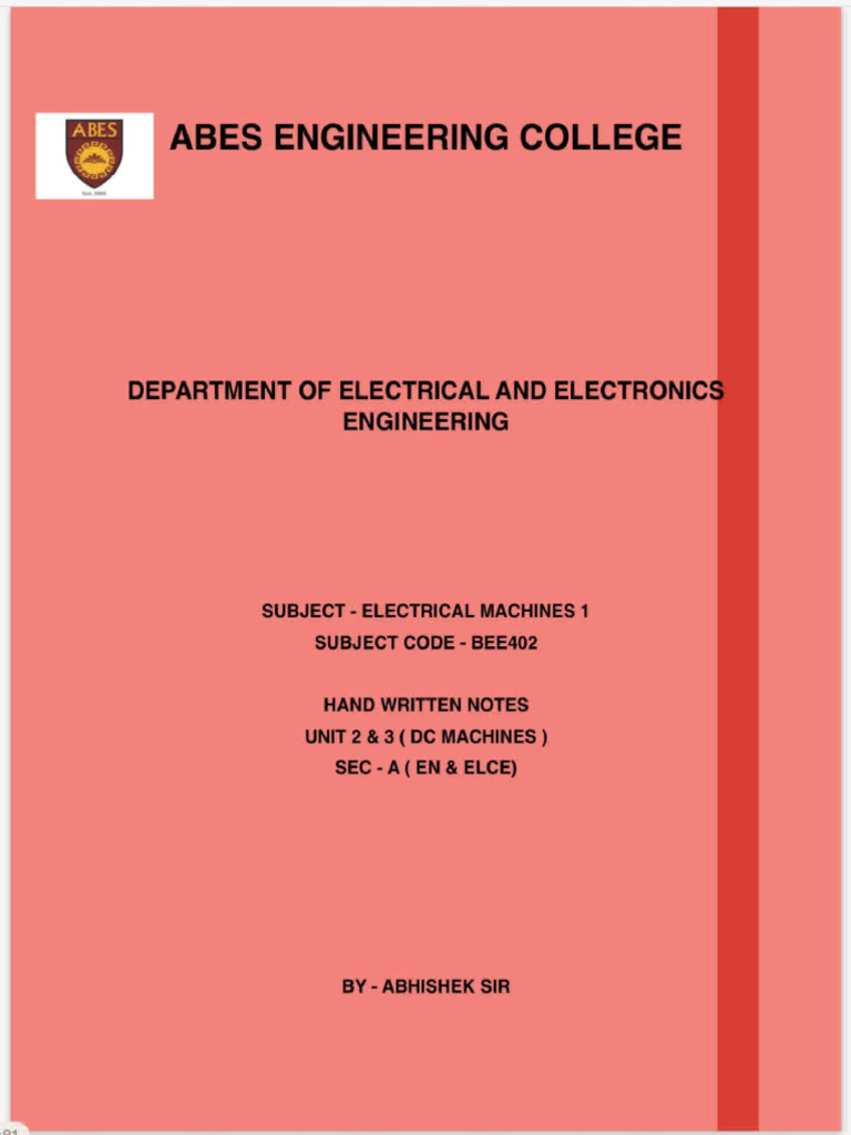 Unit 2&3 (Electrical Machines 1) | PDF