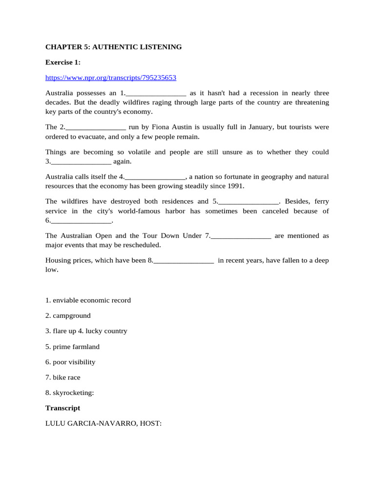 CHAPTER 5 Authentic Listening Key | PDF | Sudan | Rohingya People