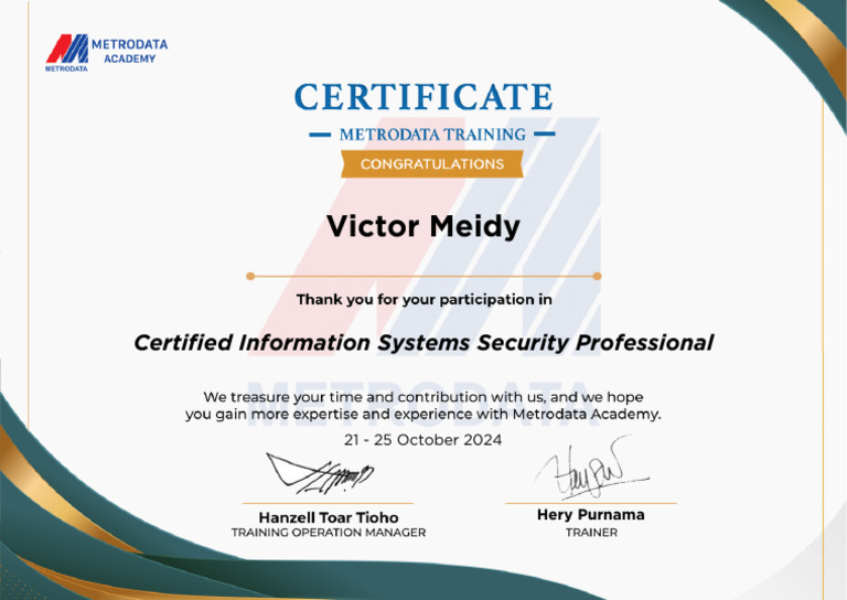 COA - Certified Information Systems Security Professional - Victor ...