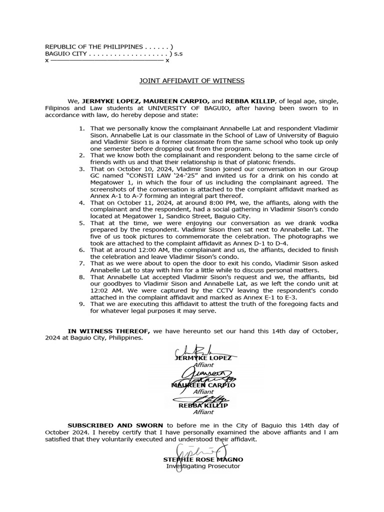 Joint Affidavit of Witnesses | PDF | Affidavit | Evidence
