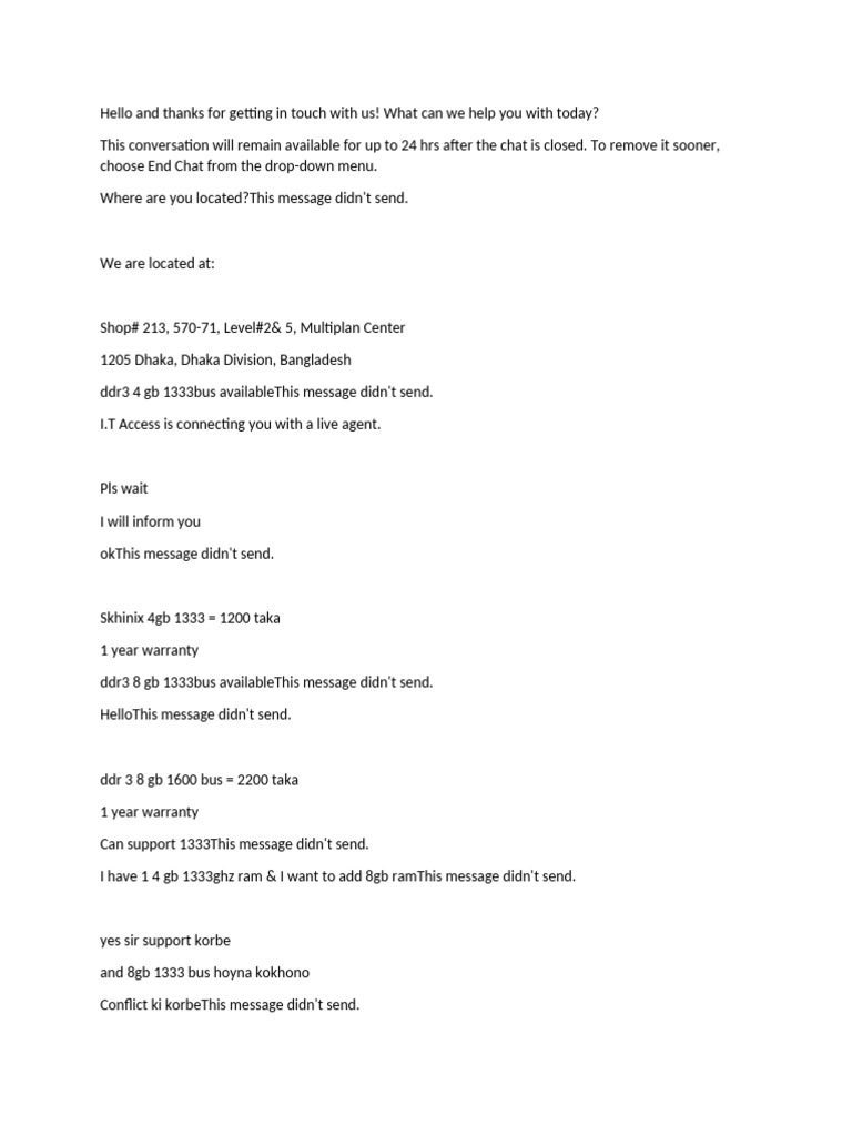 RAM Purchase and Support Chat | PDF | Computer Data | Computer Memory
