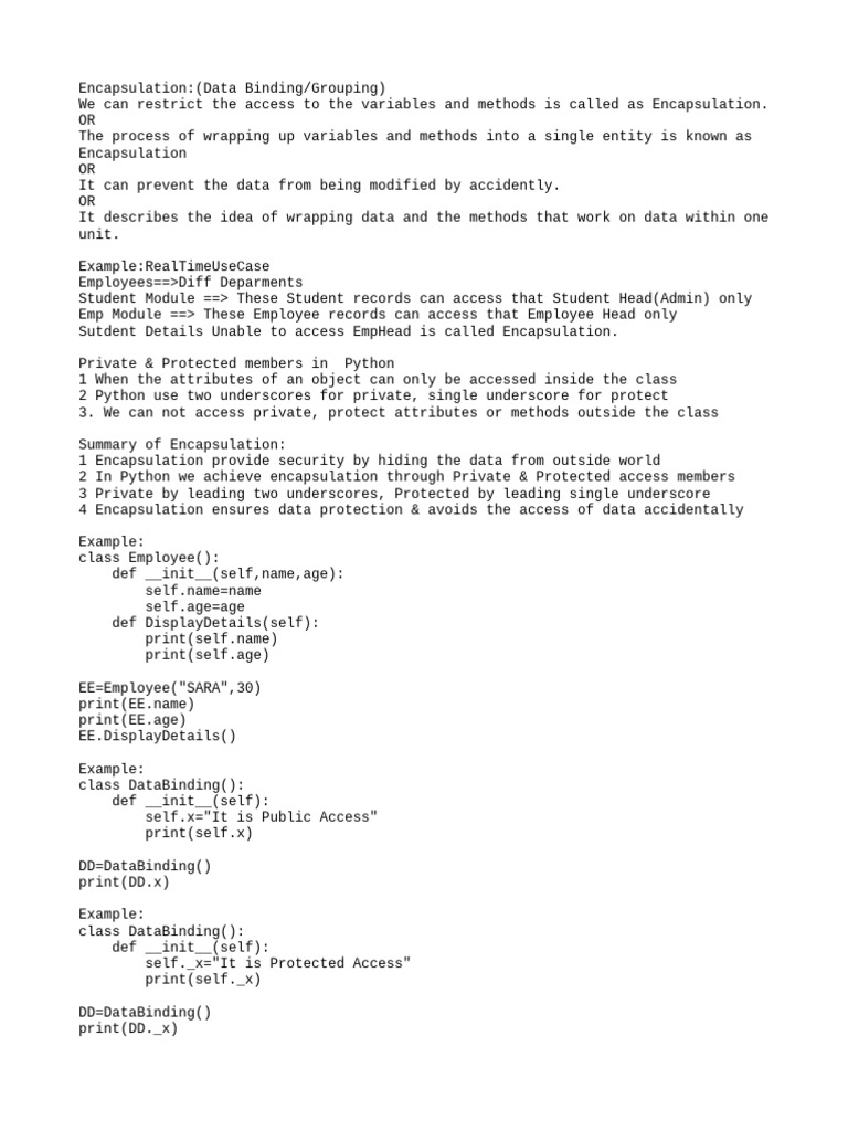 Encapsulation - Abs 15th Aug | PDF | Class (Computer Programming) | Inheritance (Object Oriented ...