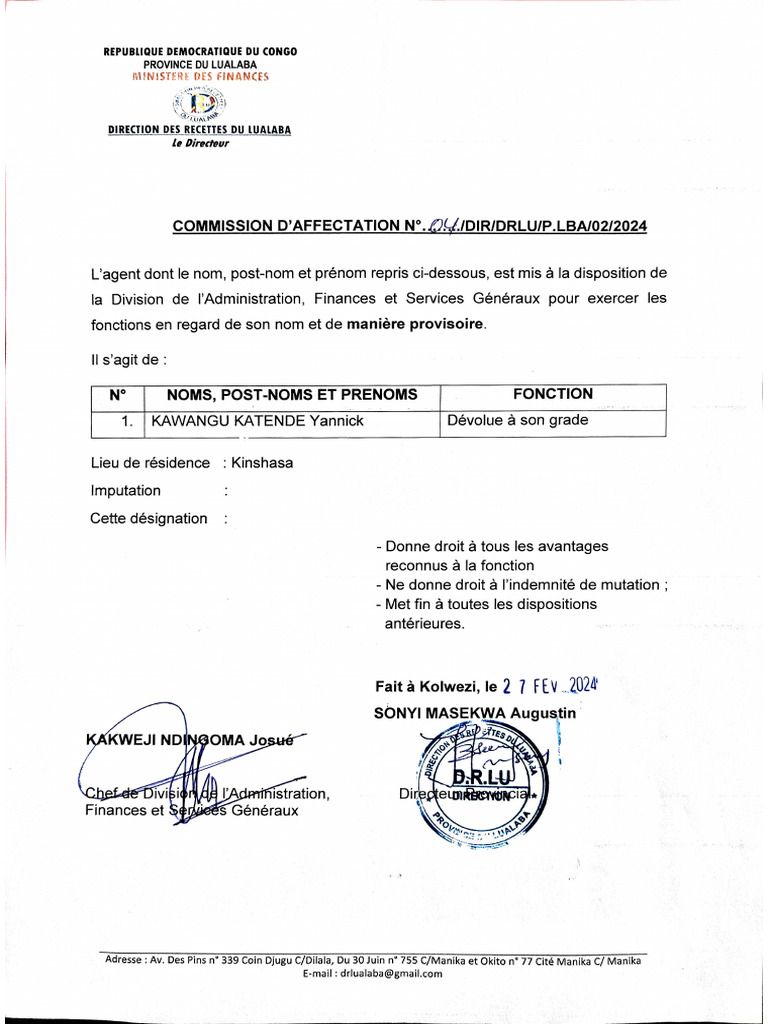 Commission Affectation | PDF