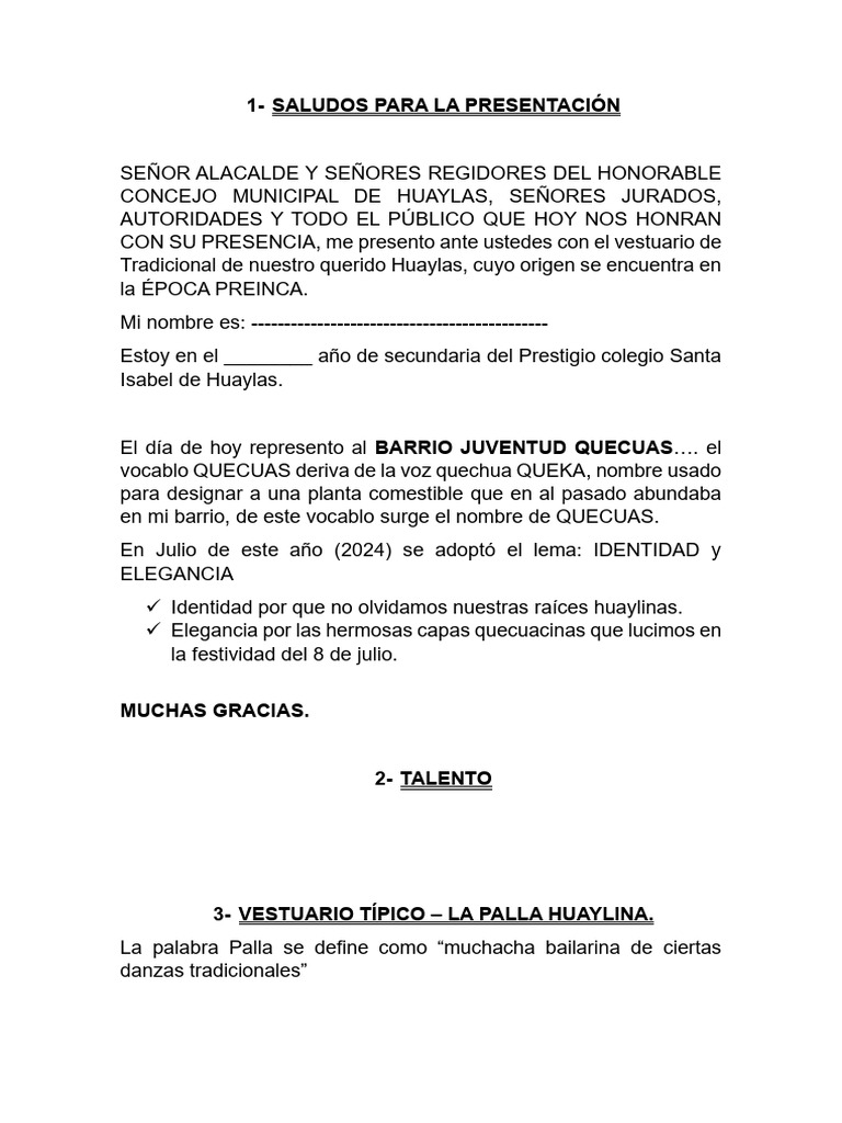 Discurso de La Ñusta | PDF | Imperio Inca