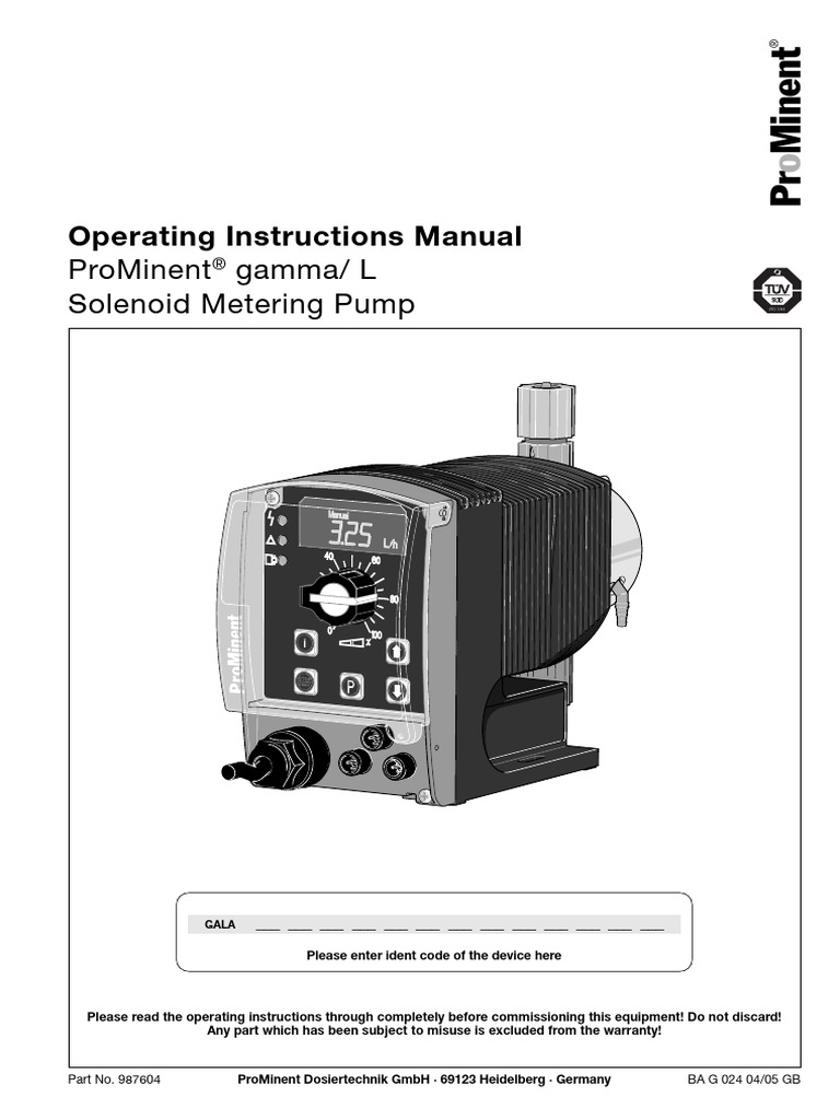 Operating Instructions Gamma L | PDF | Pump | Valve