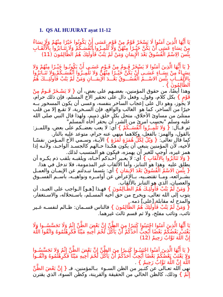 Qs Al Hujurat Ayat 11 | PDF