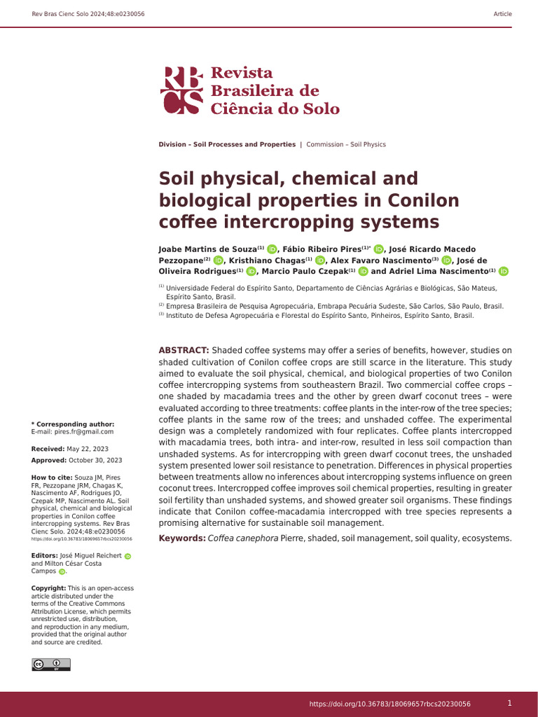 Soil Physical, Chemical And1806-9657 | PDF | Soil | Organic Matter