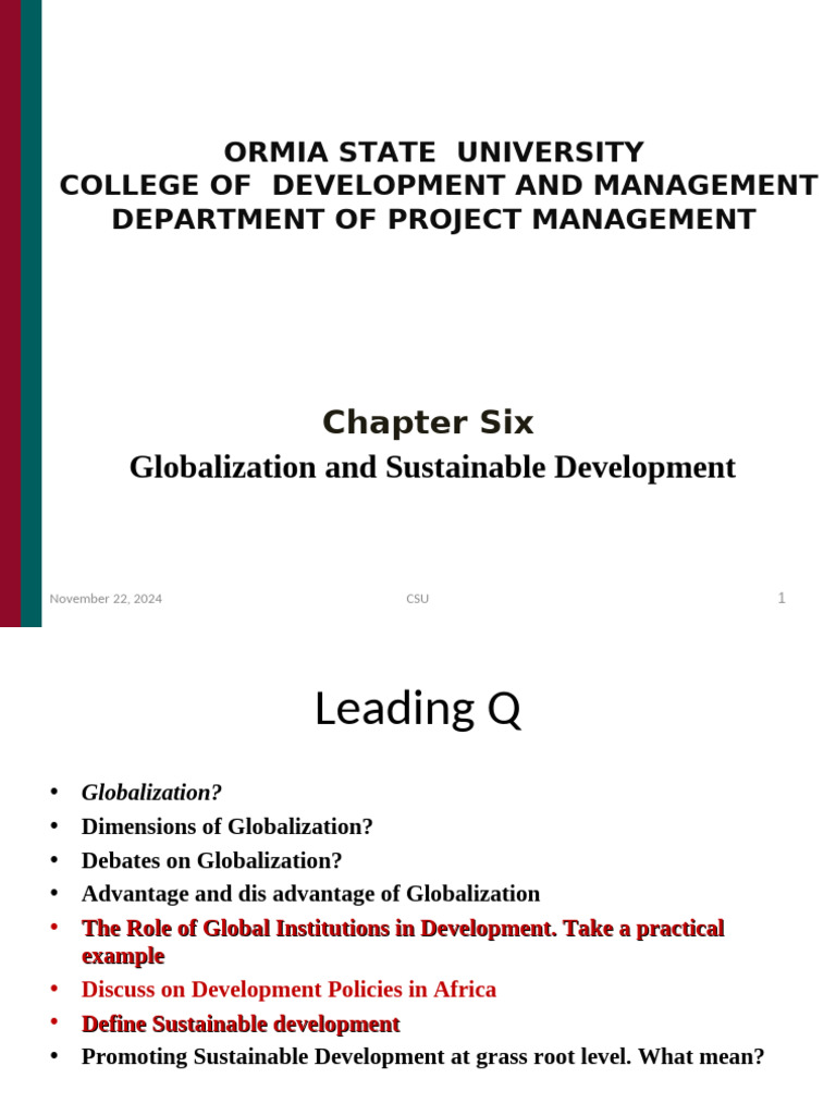 Chapter Six Globalization Sustainable Development 2 Pdf