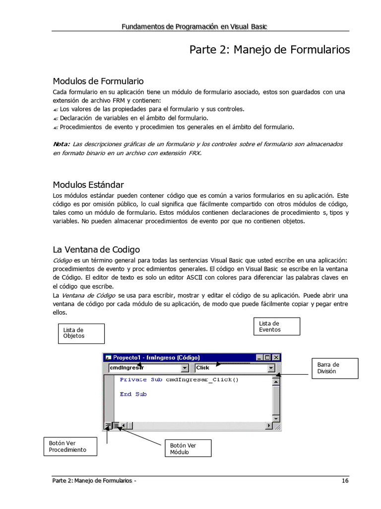 Manejo de Formularios en Visual Basic | PDF | Ventana (informática) | Básico