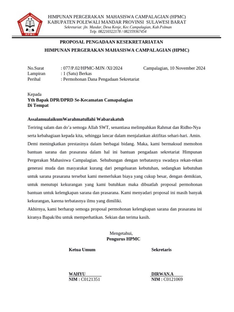 Proposal Pendanaan HPMC DPR | PDF | Politik | Ilmu Sosial