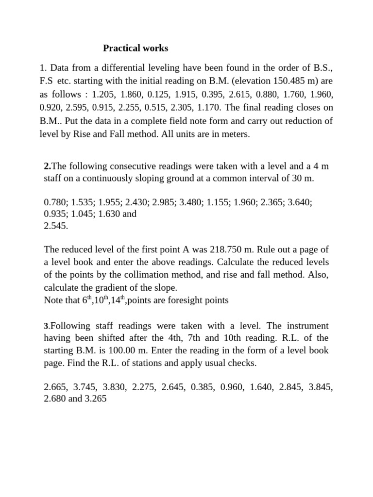 Practical Works Land Survey | PDF