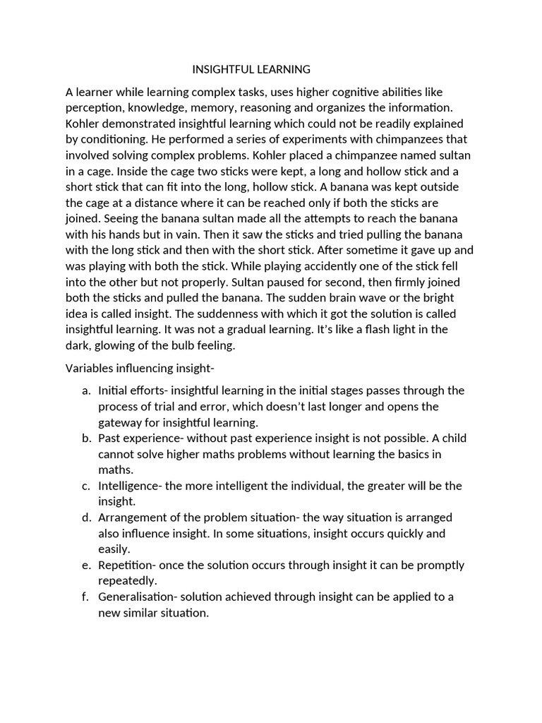 Insightful Learning | PDF