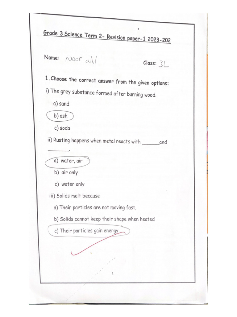 Grade 3 Science Term 2 - Revision Paper-1 2023-202 | PDF