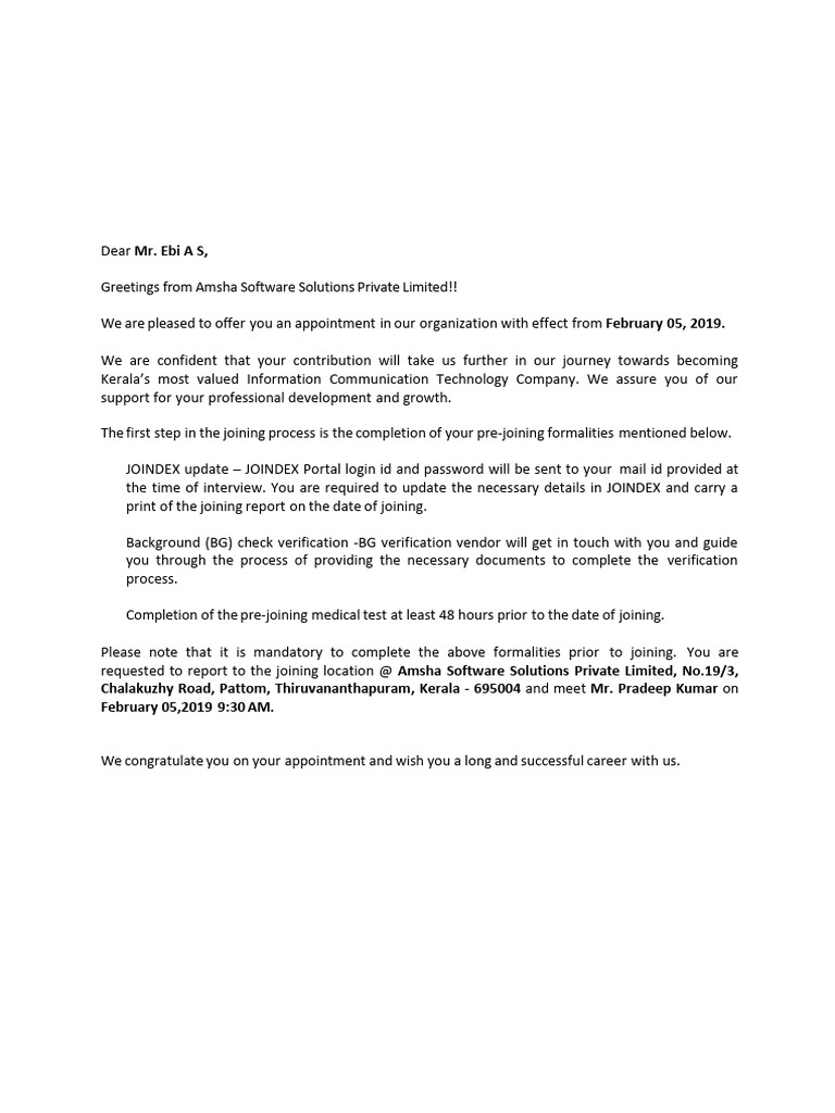 Ebi Offer letter | PDF | Non Disclosure Agreement