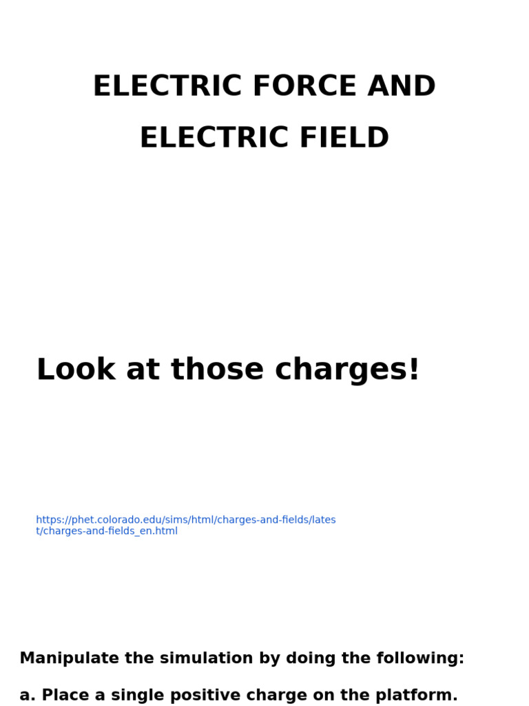 Electric Force and Electric Field | PDF | Electric Field | Force