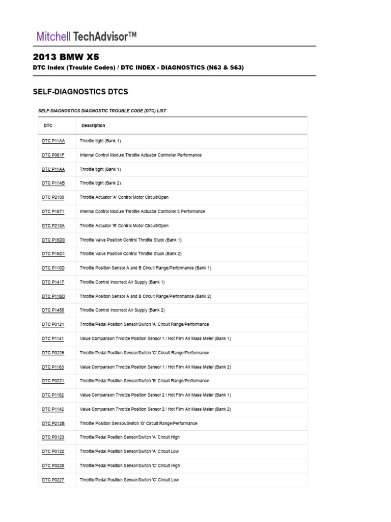 Codigos de Falla N63 y S63 | PDF | Throttle | Ignition System