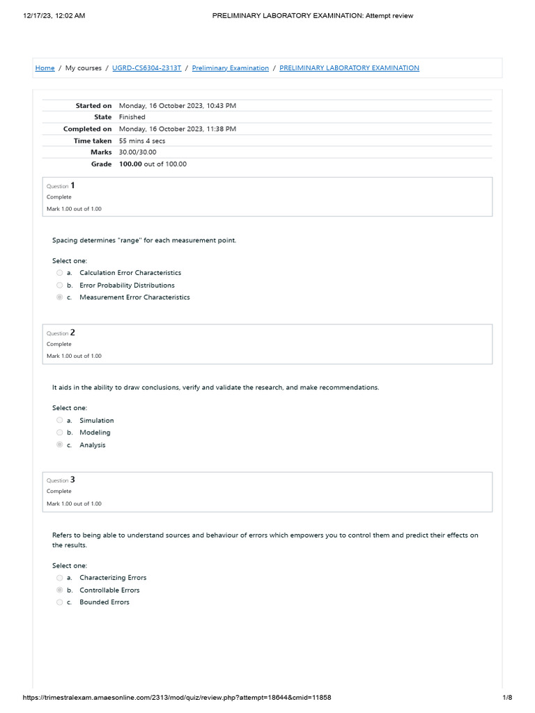 Preliminary Lab Exam Review | PDF | Applied Mathematics | Theoretical ...