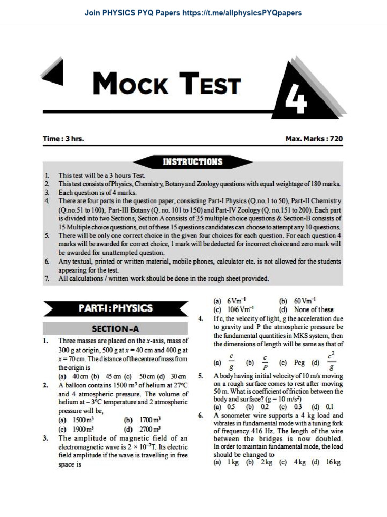 Practice Test - 4 | PDF | Science & Mathematics