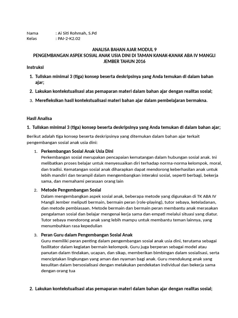 Analisis Bahan Ajar Modul 9 | PDF
