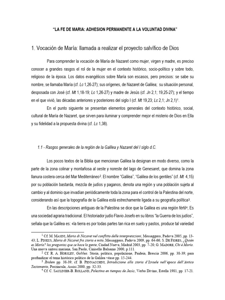 LA FE DE MARIA, Escuela de Formacion | PDF | María, madre de Jesús | Mujer