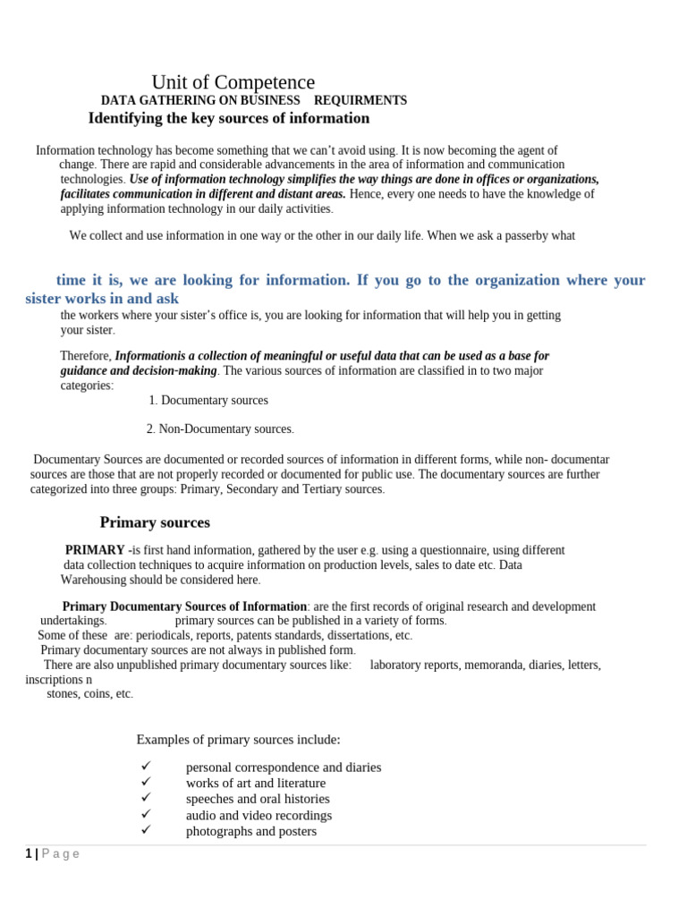 Unit of Competence | PDF | Sampling (Statistics) | Survey Methodology