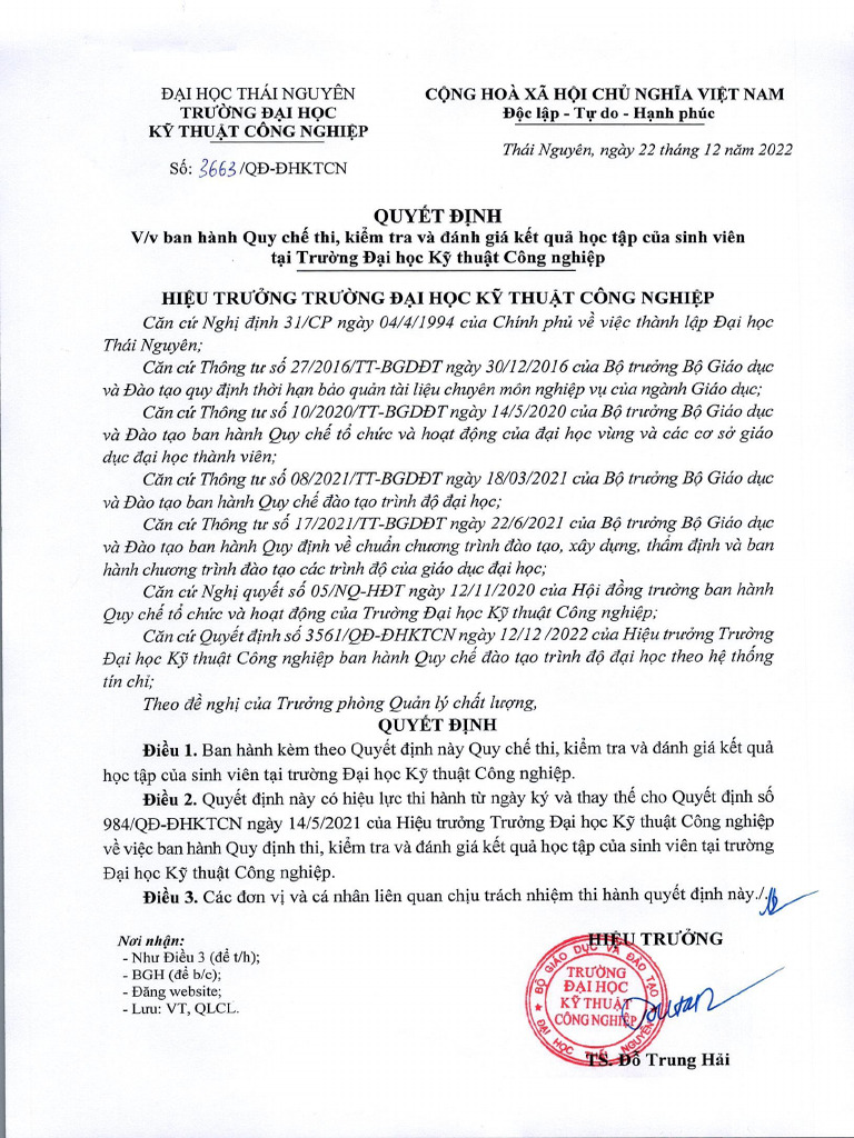 3663 - Quy Che Thi-2022 | PDF
