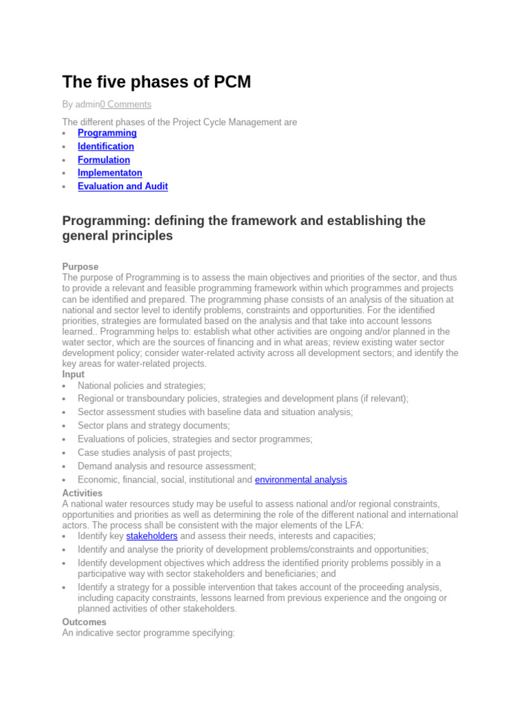 The five phases of PCM | PDF | Evaluation | Audit