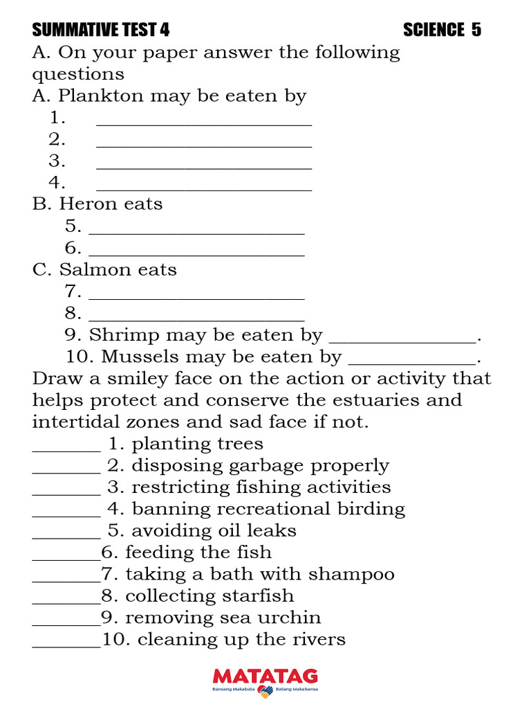 Q2 Science 5 Summative 04 | PDF