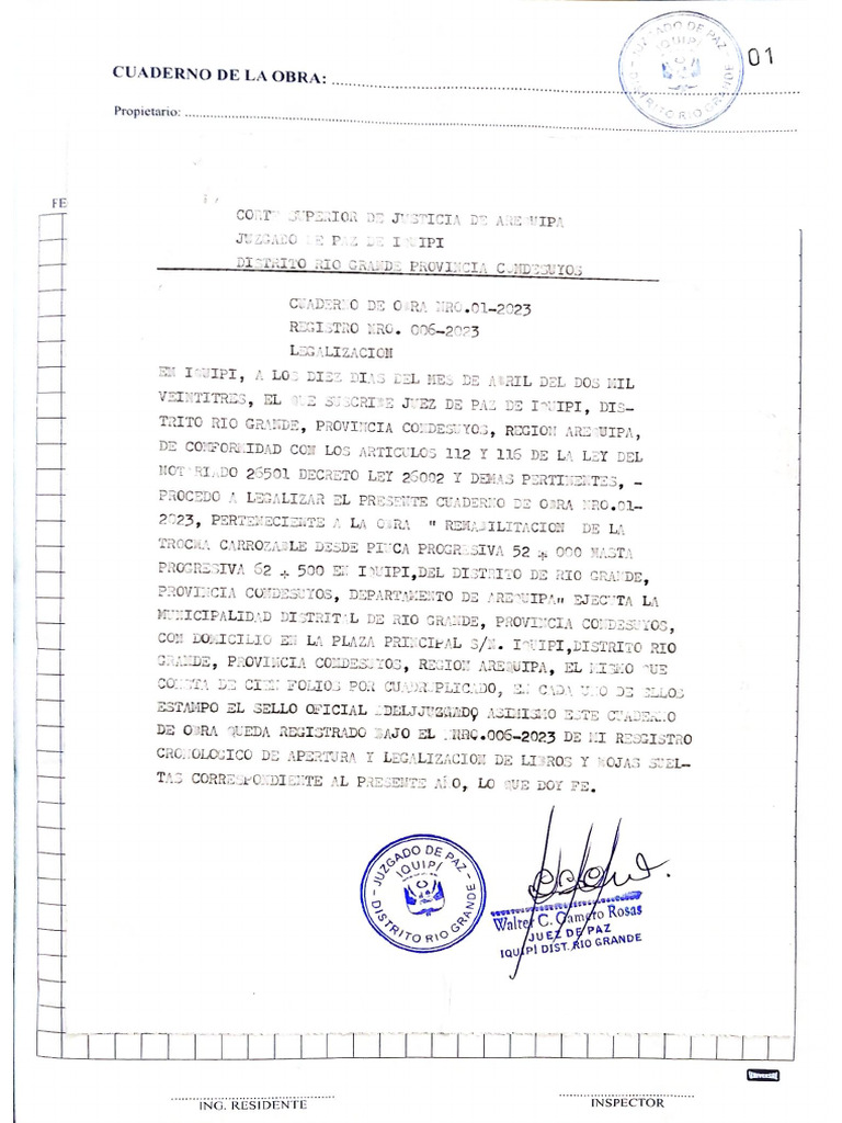 Cuaderno de Obra - Trocha 1 | PDF