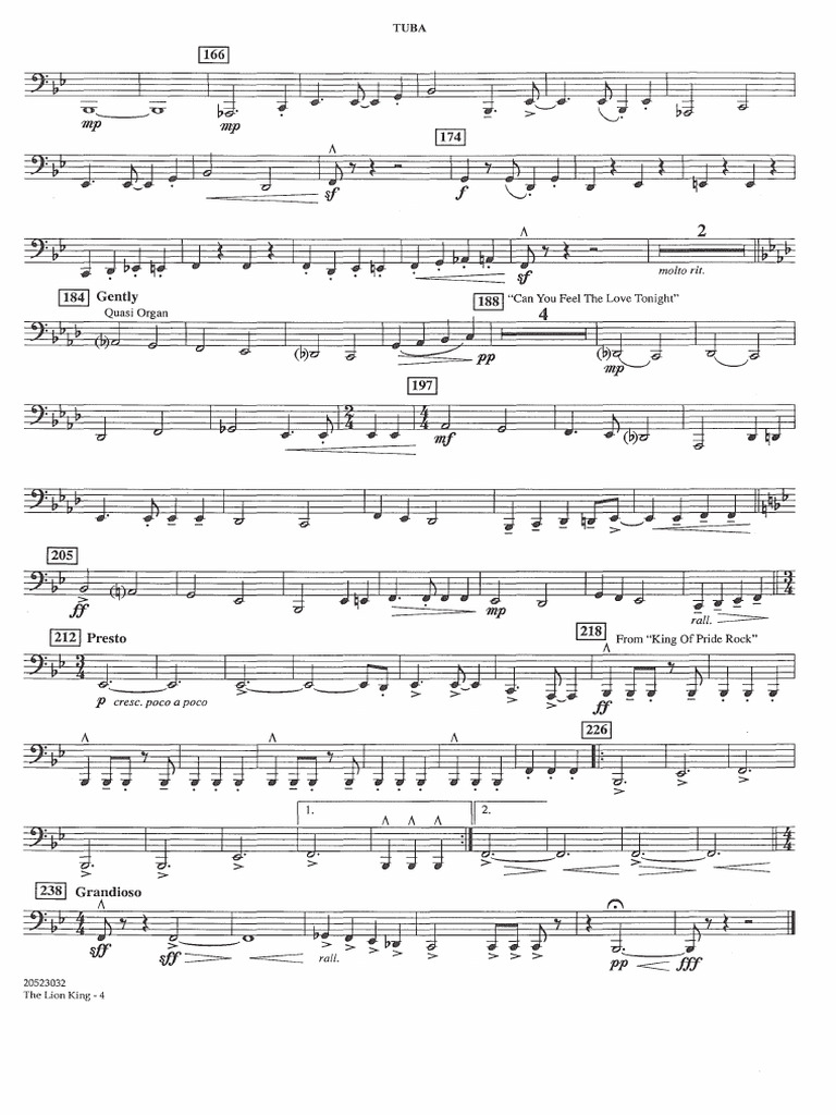The Lion King - Tuba (Trascinato) | PDF