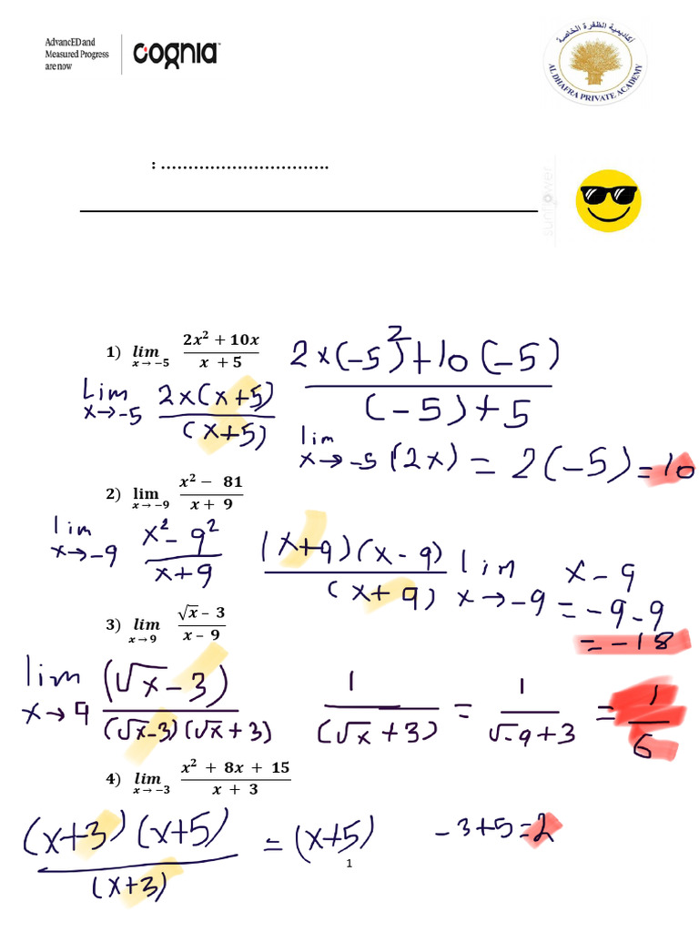 Techniques For Finding Limits of Functions - Factoring | PDF