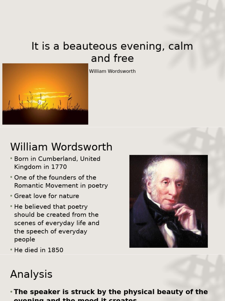 Analysis of "It Is a Beauteous Evening" | PDF | General Fiction