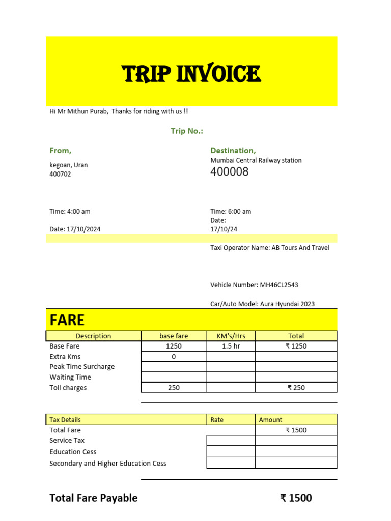 One Side Bill Invoice | PDF