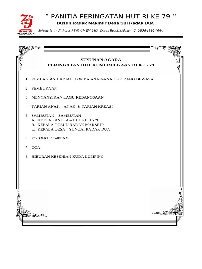 Susunan Acara Hut-Ri-Ke-79 | PDF