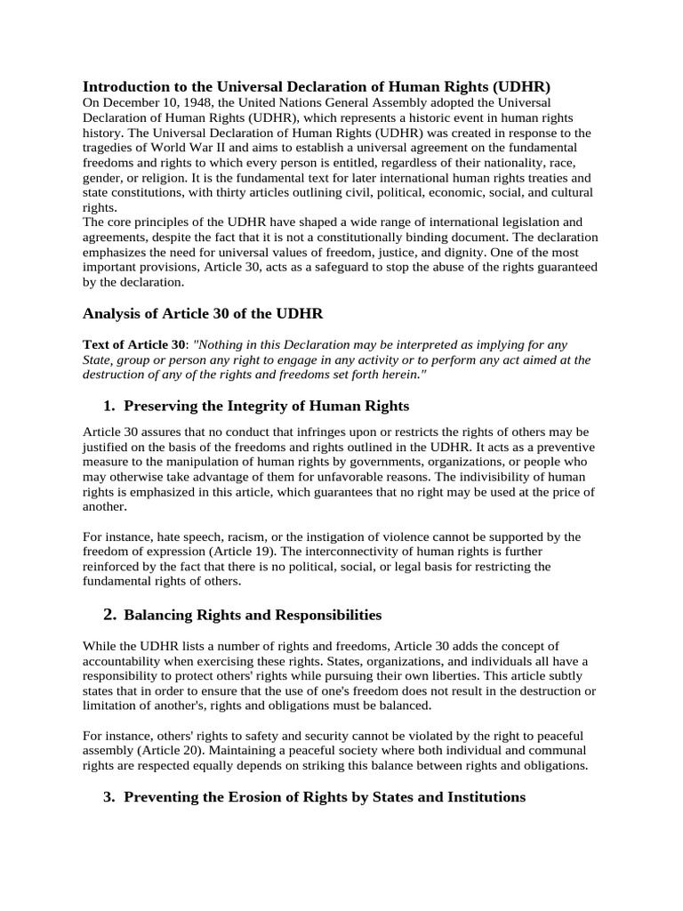 UDHR Article 30 | PDF | Human Rights | Rights