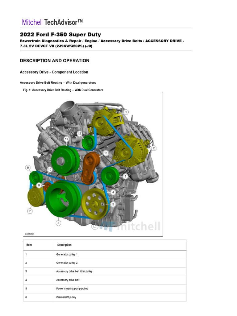 Accessory Drive - 7.3L 2V Devct V8 (239KW-320PS) (J0) | PDF | Belt ...