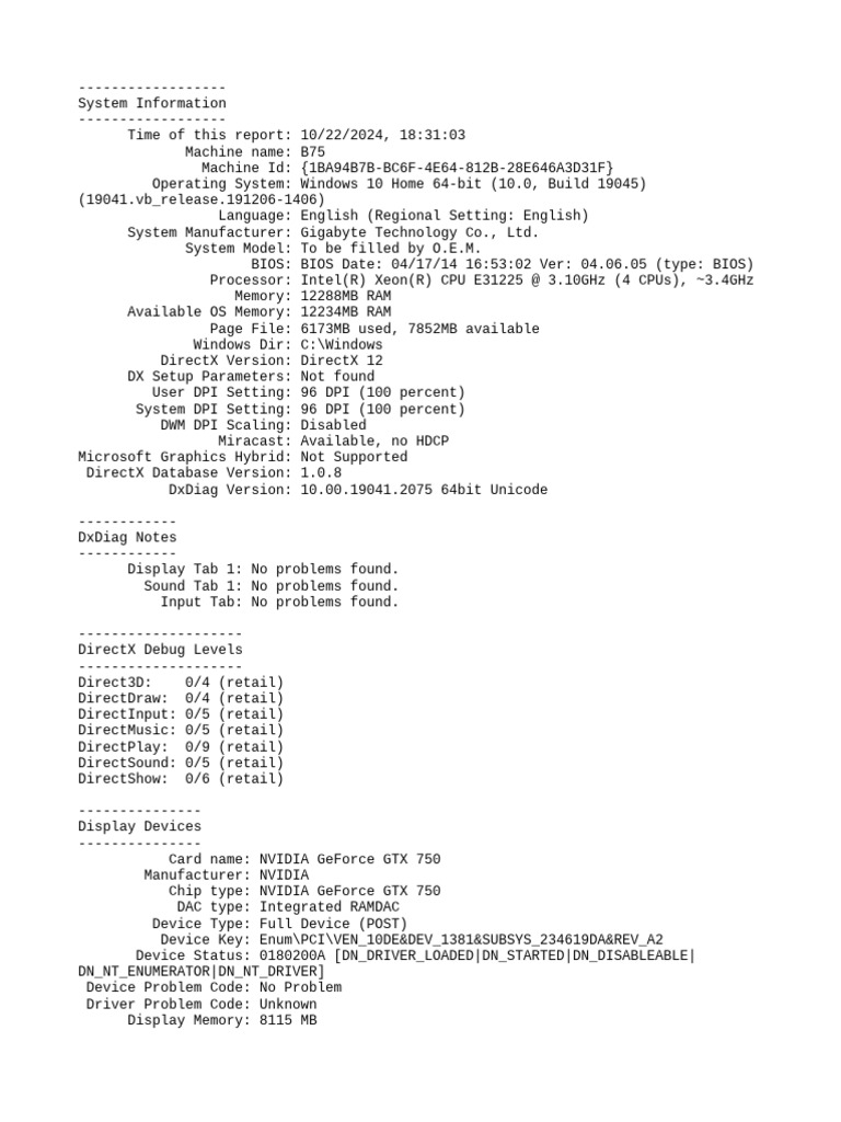 DX Diag | PDF | Device Driver | Microsoft Windows