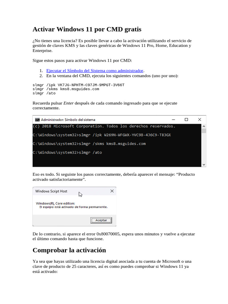 Activar Windows 11 Por CMD Gratis | PDF | Finanzas y dinero | Tecnología