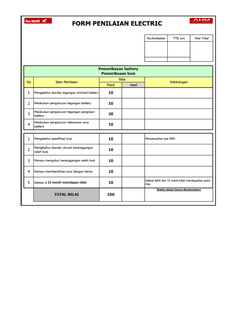 4b. Form Nilai Electric | PDF
