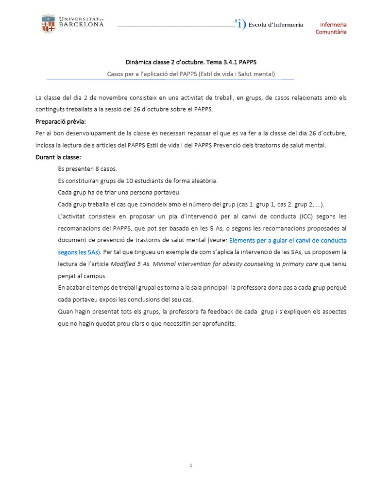 Tema3.4.1 PAPPS Cas Classe2nov | PDF