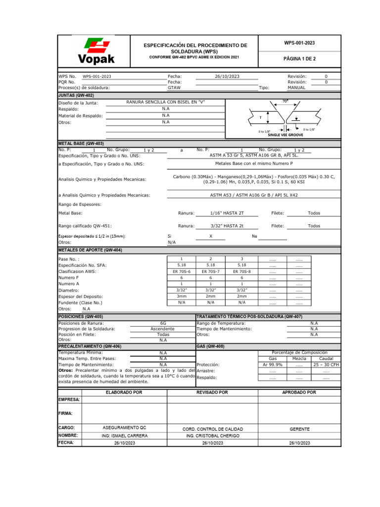 WPS Gtaw | PDF | Soldadura | Construcción