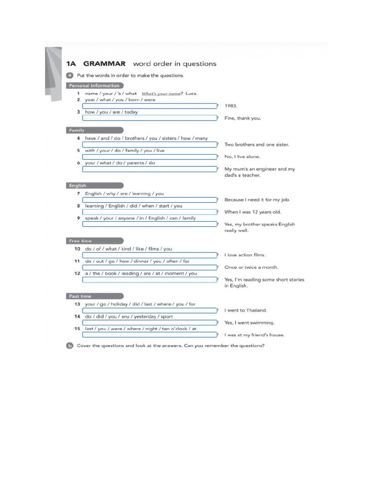 Grammar & Vocabulary Answer Key | PDF