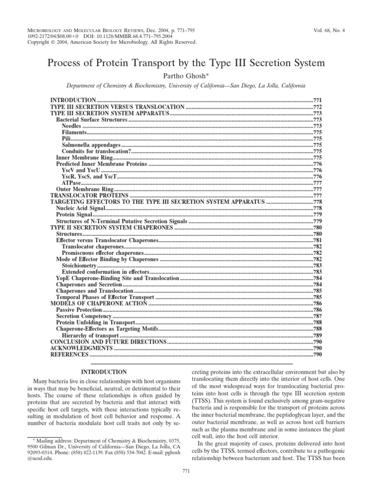 Process of Protein Transport by The Type III Secretion System | PDF ...