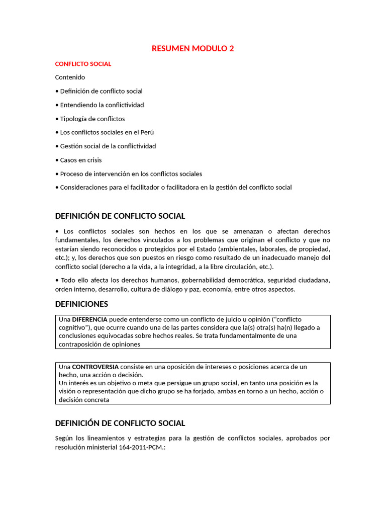 Resumen Modulo 2 | PDF | Conflicto (proceso) | Violencia