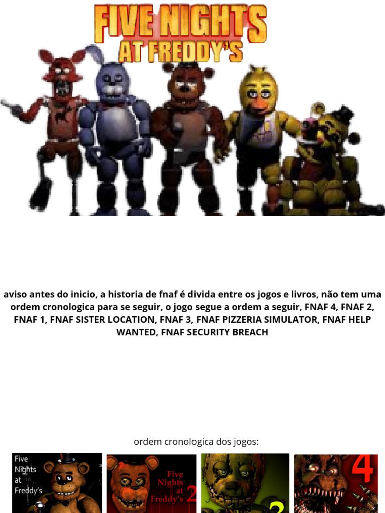 Ordem Cronológica dos Jogos FNAF | PDF