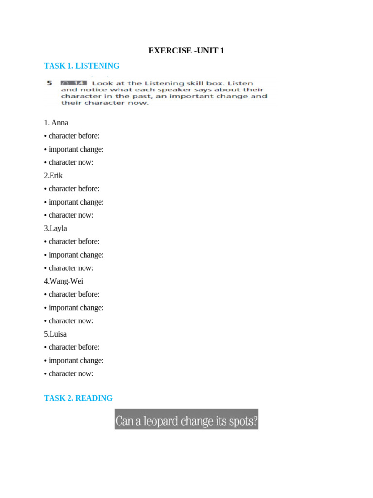 Unit 1 - Exercise (Workbook) | PDF