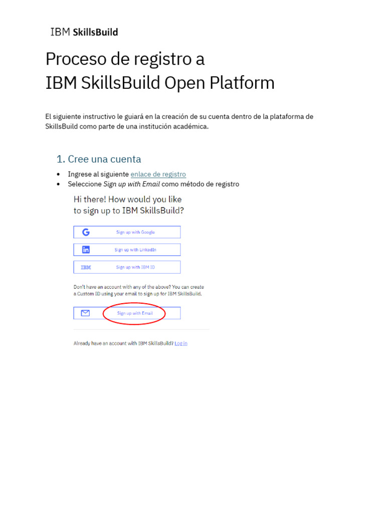 Guía de Registro en SkillsBuild IBM | PDF