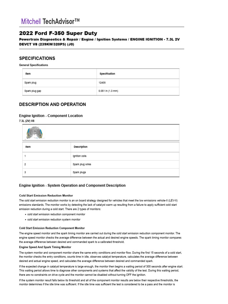 Engine Ignition - 7.3l 2v Devct v8 (239kw-320ps) (j0) | PDF | Ignition ...